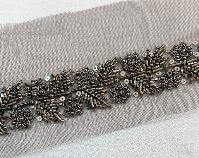 Antique Grey Trim, Hand Beaded Trim, Formal N Casual Trim, High Fashion ...