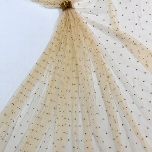 Goldener Tüll-Stoff, Tupfen-Tüll-Stoff, Goldener Strass-Tupfen ...