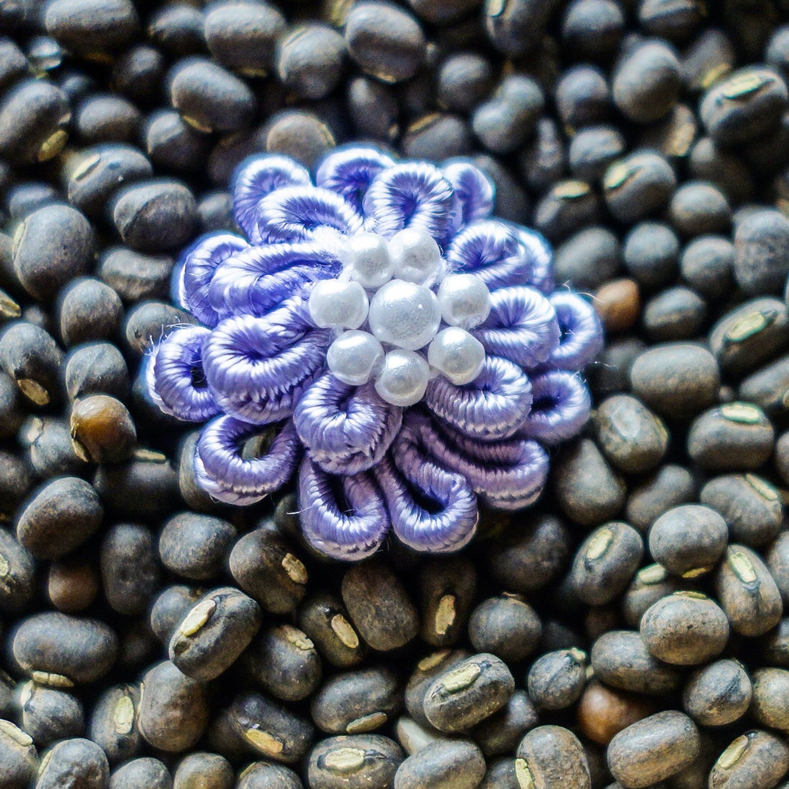 Miniature Purple Layered Squiggle Flowers with Beaded Centers | Etsy