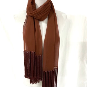 Plain Brown Shawl, Basic Chocolate Brown Evening Wear Shawl, Brown Long ...