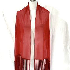 Red Plain Shawl, Basic Red Evening Wear Shawl, Red Long Fringed Shawl ...