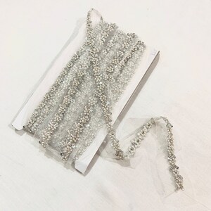 Silver Wedding Trim, Hand Embroidered Silver Trim, Fashion Trim, Edging Trim, Bridal Trim, Home ...