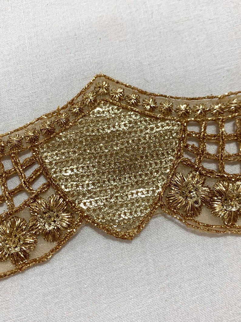 Gold Embroidered Trim, Scalloped Golden Cut Work Trim, Golden Edging ...