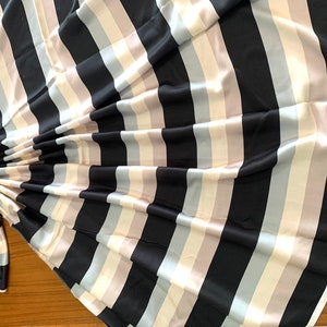 Soft Poly Modal Satin Fabric, Digital Printed Multi Coloured Stripe ...