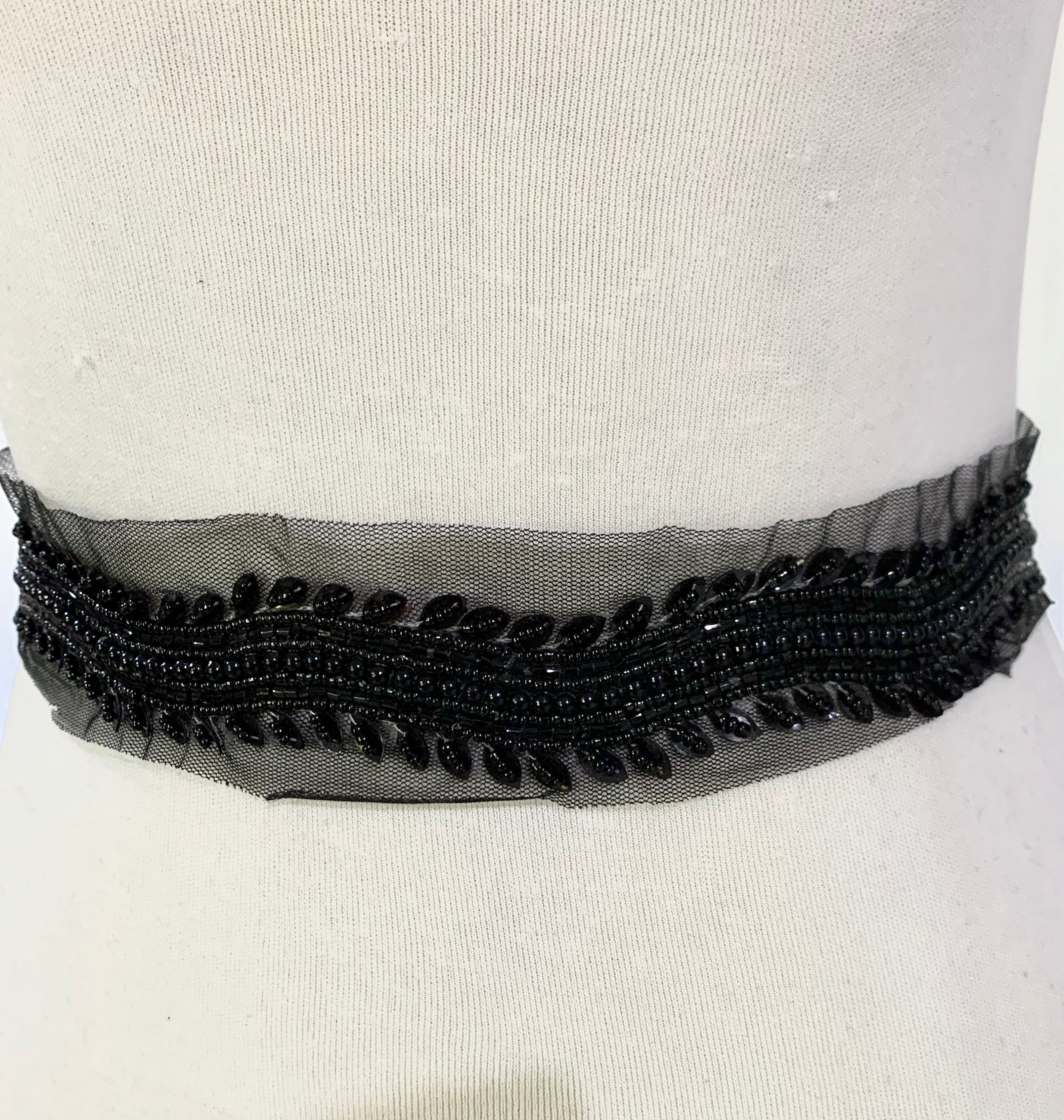 Black Trim, Black Hand Embroidered Trim, Hand Beaded Trim, Casual N ...