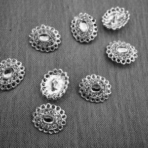 Ornamental Silver Buttons Embellished With Rhinestones - Etsy Australia