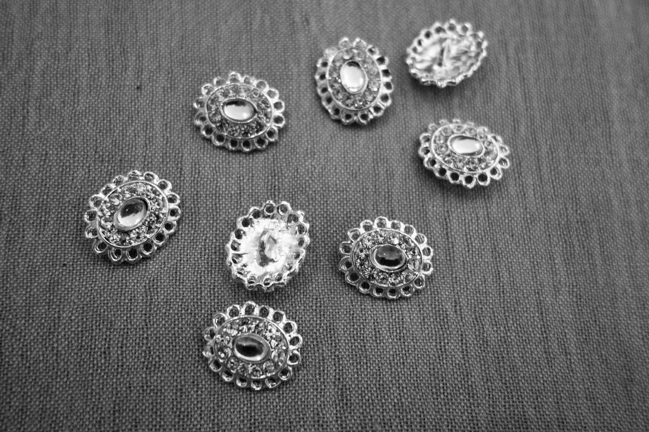 Ornamental Silver Buttons Embellished With Rhinestones - Etsy Australia