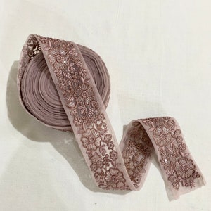 Pink Trim, Dusty Pink Embroidered Trim, Luxurious Tulle Border Trim ...