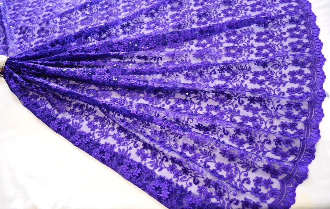 1.4 M Purple Lace Fabric - Purple Tulle Fabric - Purple Formal Wear ...