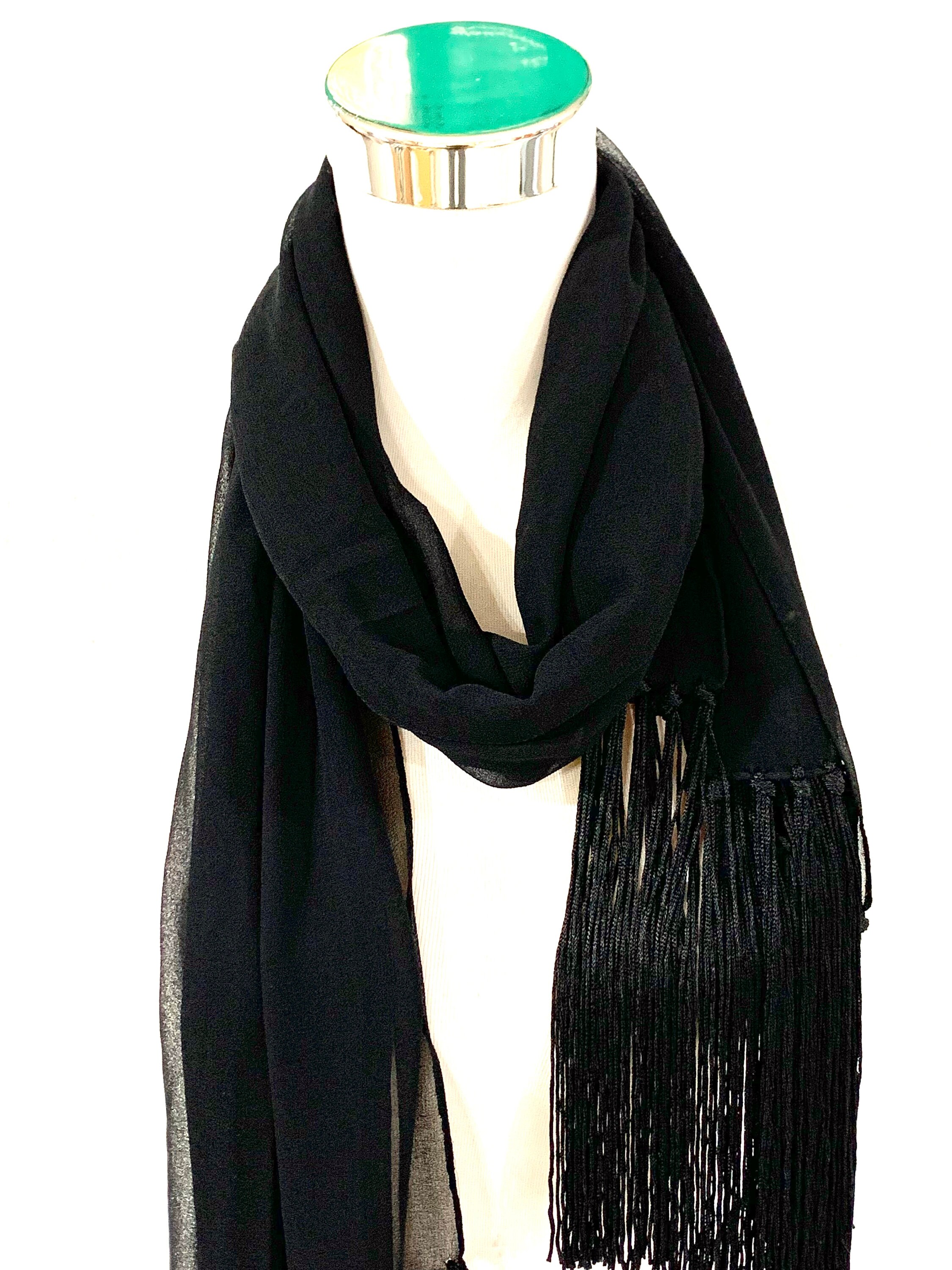 Classic Black Shawl Plain Black Fringed Shawl Must Have - Etsy Australia