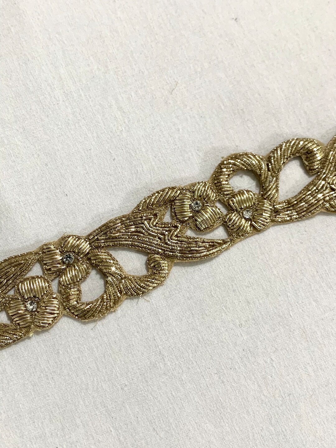 Golden Trim, Golden Hand Embroidered Trim, Golden Zardosi Threads Trim ...