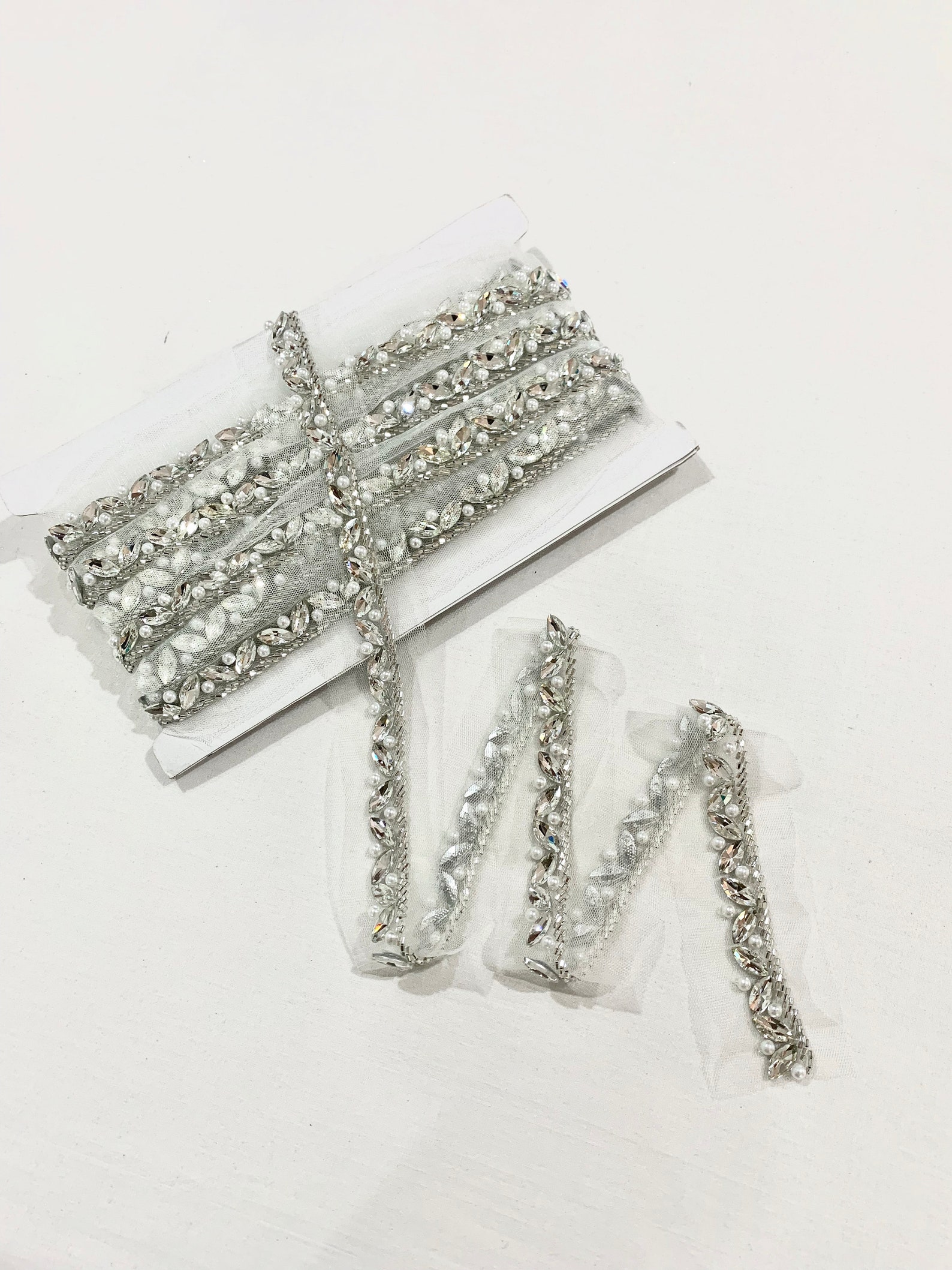 Silver Bridal Trim Silver Crystal Trim Silver Hand Beaded - Etsy Australia