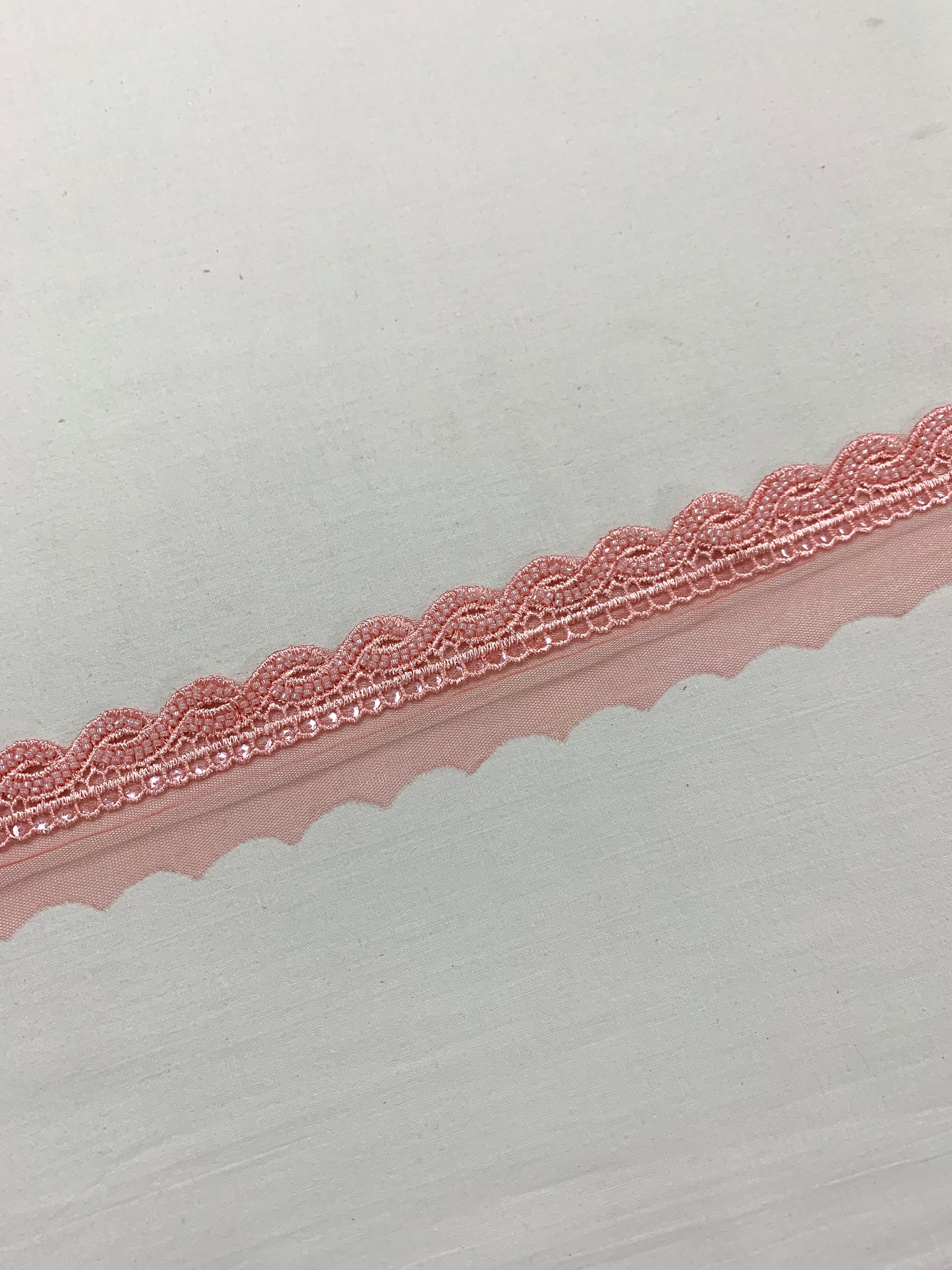 Pink Hand Beaded Trim, Pink Embroidered Trim, Border Trim, Fashion Trim ...