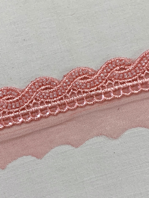 Pink Hand Beaded Trim Pink Embroidered Trim Border Trim | Etsy