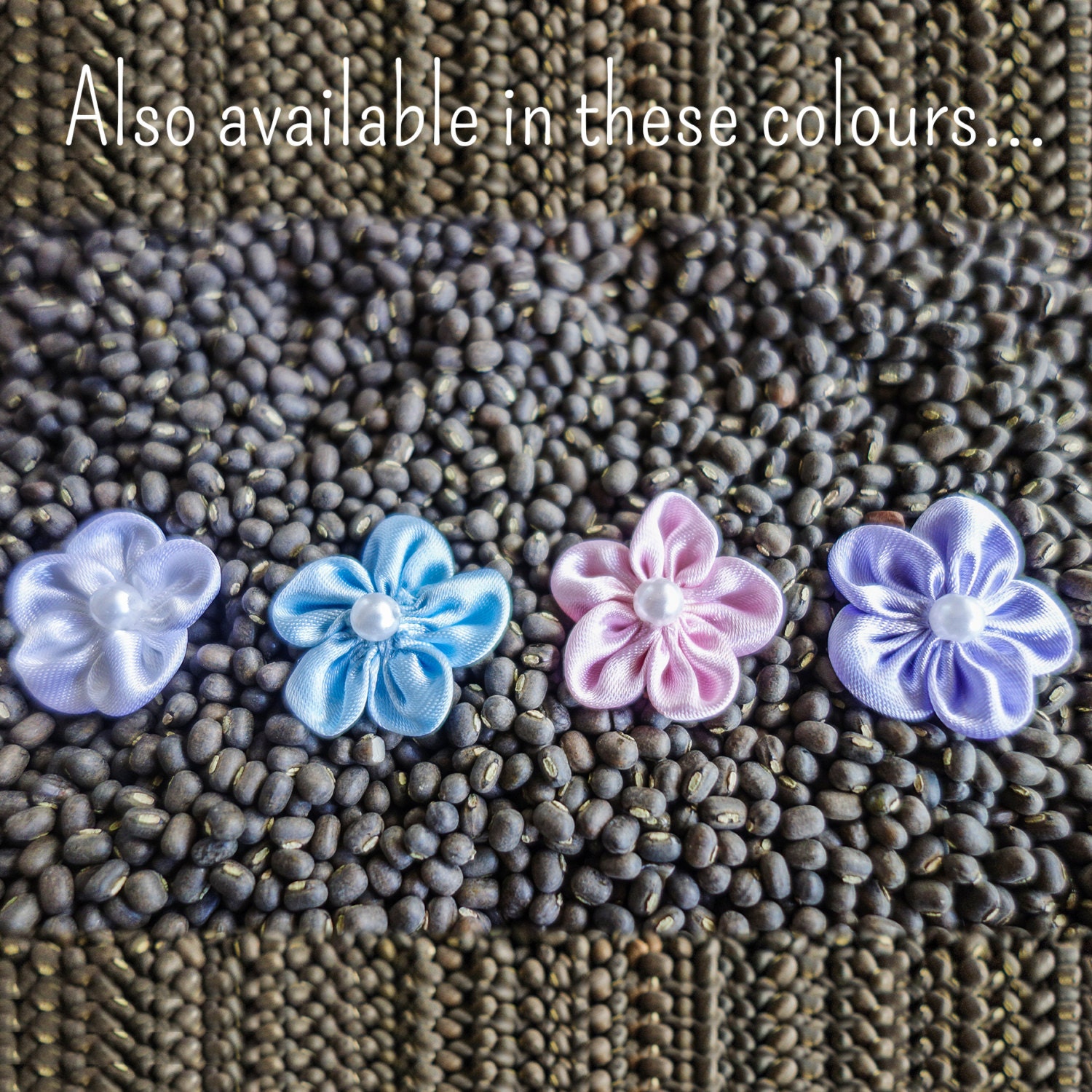 Pink small Shiny Gathered Woven Ribbon Flower with Pearl | Etsy