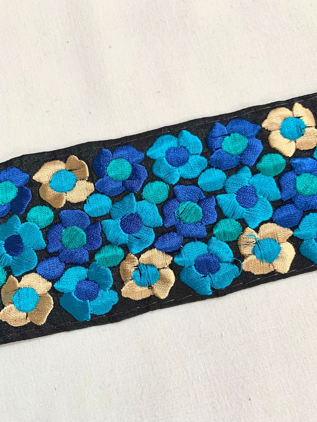 Blue Embroidered Trim, Vibrant Trim, Black N Blue Trim, Formal N Casual ...