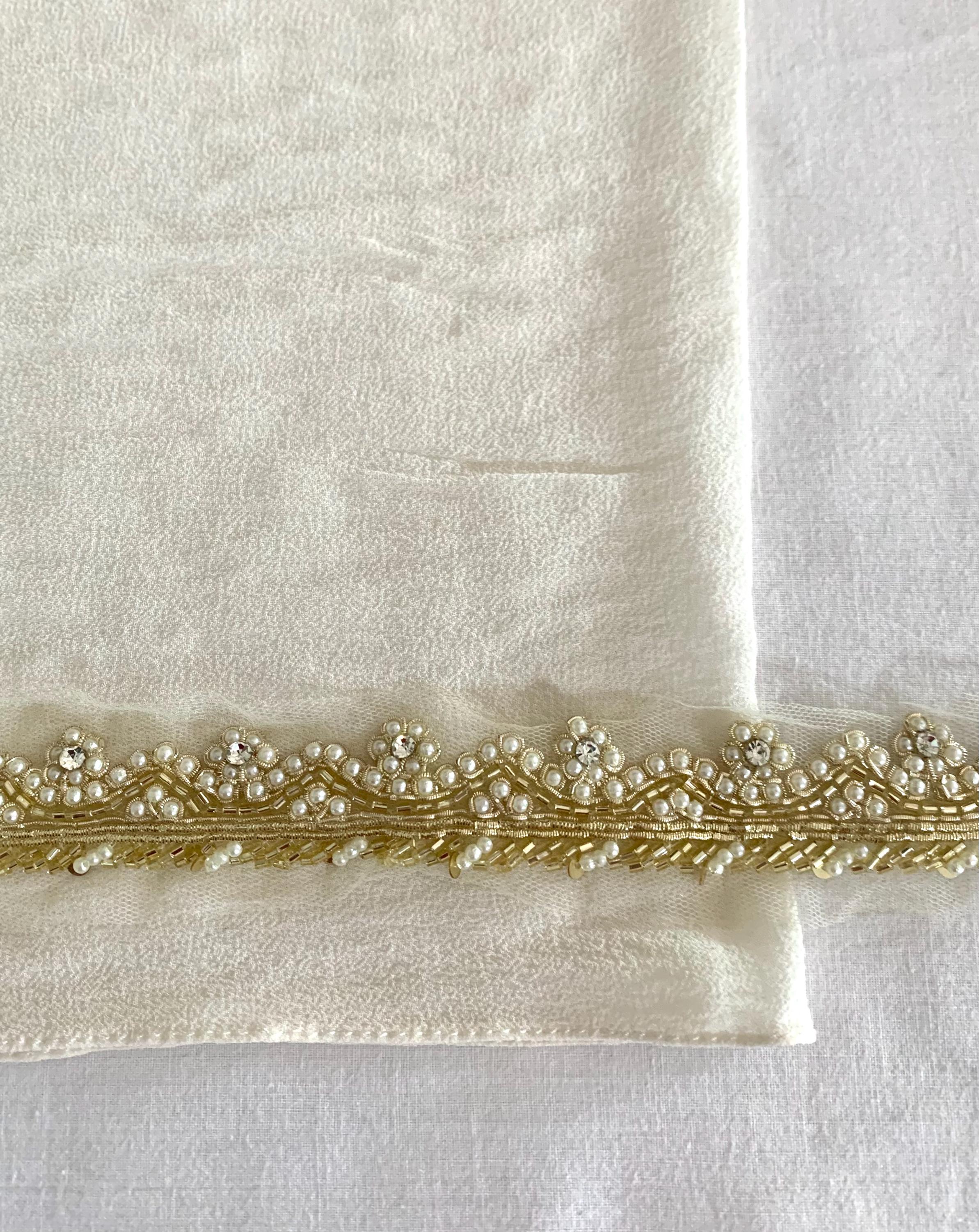 Golden Formal Trim, Hand Embroidered Designer Trim, Evening Wear Border ...