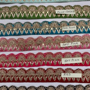 Soft Blue N Gold Trim, Light Blue Embroidered Trim, Bold N Beautiful ...