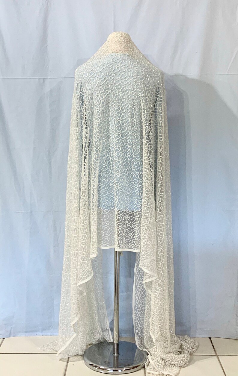 White Tulle Fabric, Hand Beaded Fabric, Tulle Lace Fabric - Wedding ...