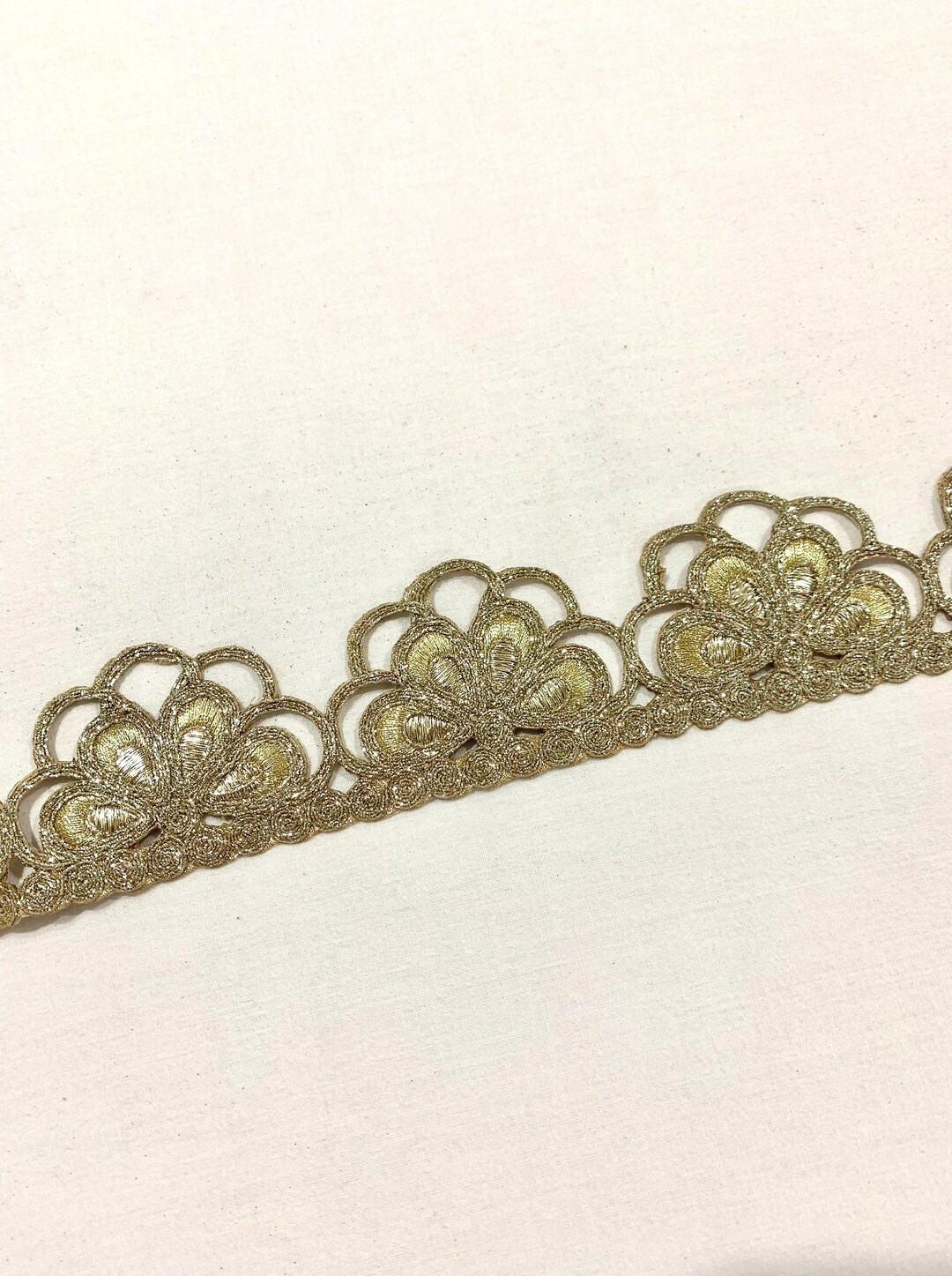 Gold Edging Trim, Embroidered Gold Trim, Floral Lace Trim, Border Lace ...