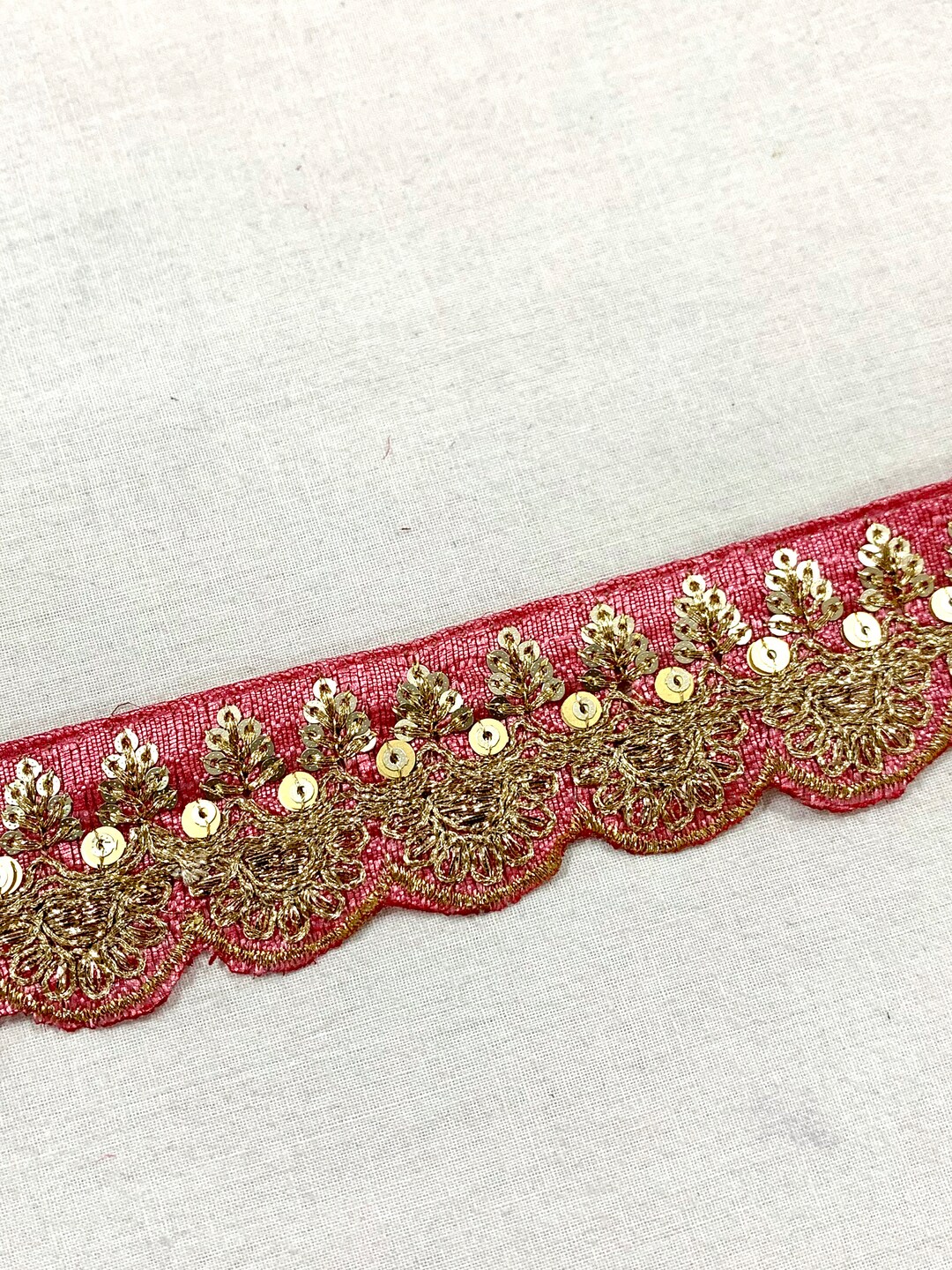 Soft Pink N Gold Trim, Light Pink Embroidered Trim, Bold N Beautiful ...