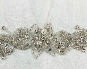 Silver Mirrored Floral Trim With Metallic Threads & Rhinestones - Etsy Australia