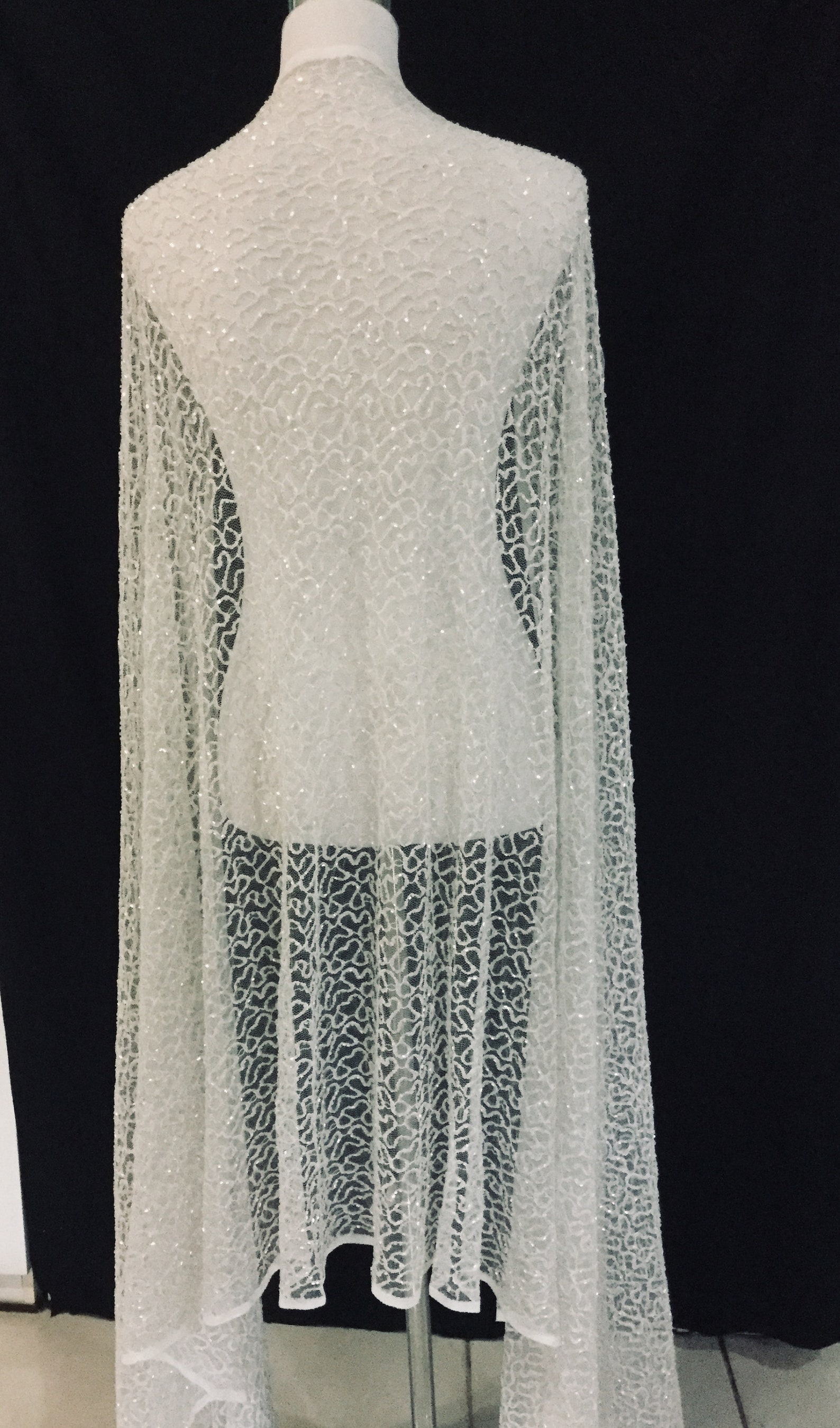 White Tulle Fabric Hand Beaded Fabric Tulle Lace Fabric | Etsy