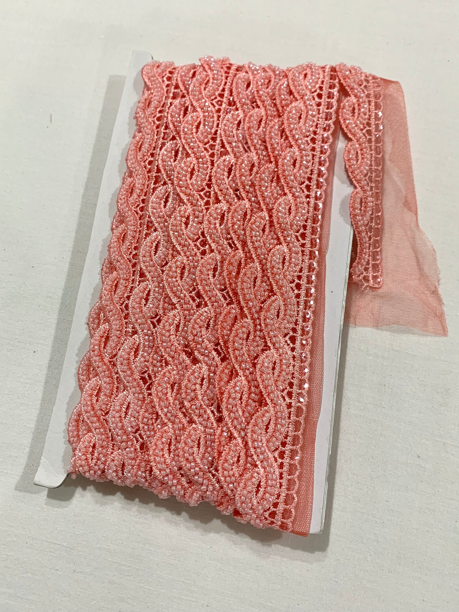 Pink Hand Beaded Trim, Pink Embroidered Trim, Border Trim, Fashion Trim ...