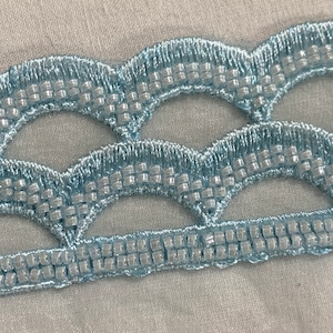 Blue Beaded Trim, Light Blue Embroidered Trim, Border Trim, Fashion ...