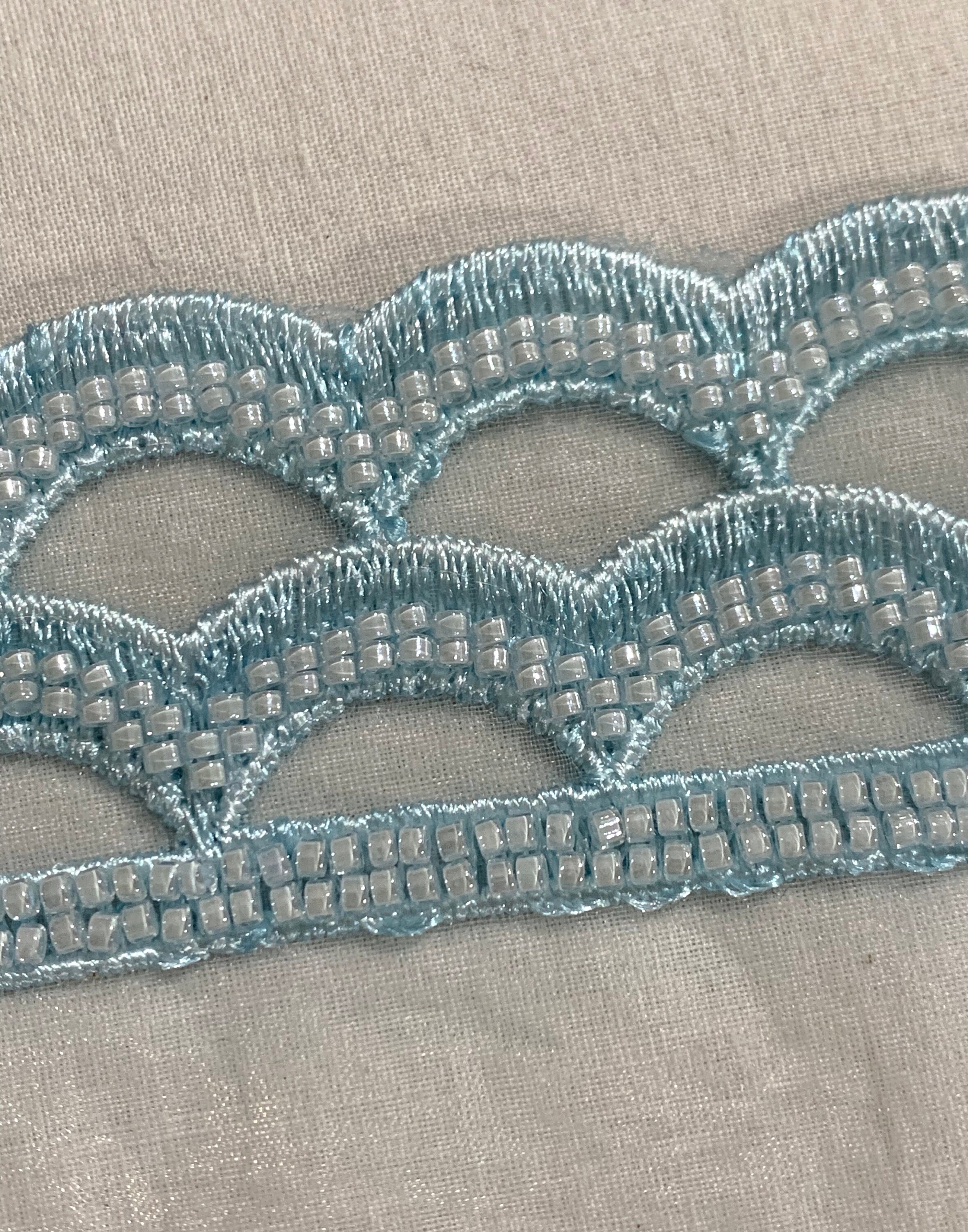 Blue Beaded Trim, Light Blue Embroidered Trim, Border Trim, Fashion ...