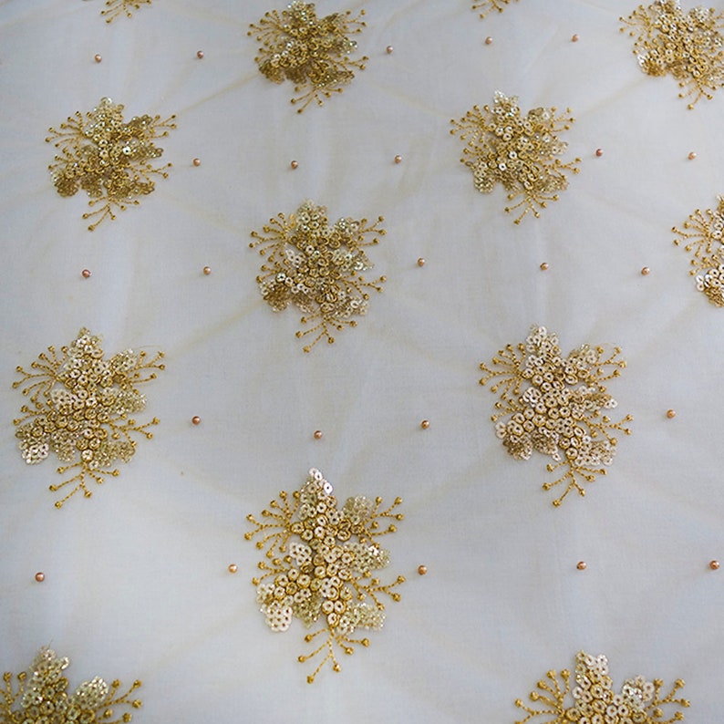Elegant Sheer Fabric Golden Metallic Fabric Sequin Fabric - Etsy