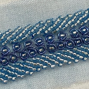 Blue Hand Beaded Trim, Blue Silver Line Seed Beads Trim, Fashion Trim ...