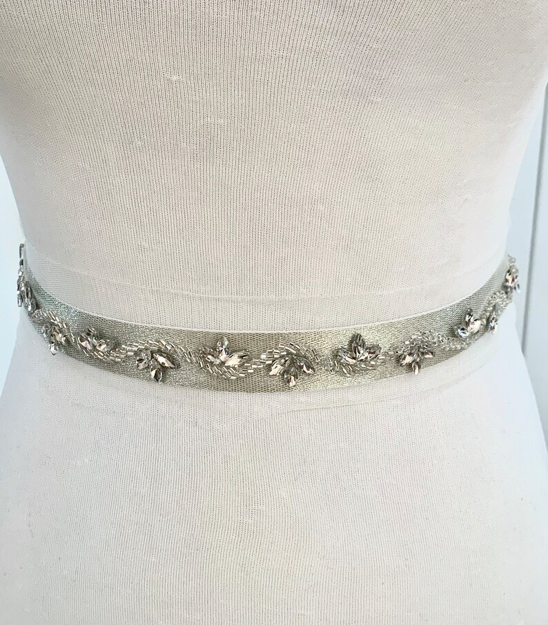Silver Bridal Trim Silver Crystal Trim Silver Hand Beaded - Etsy
