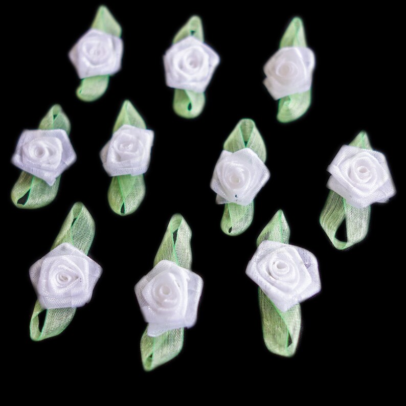 Miniature Sheer White Coiled Ribbon Rose Buds - Etsy