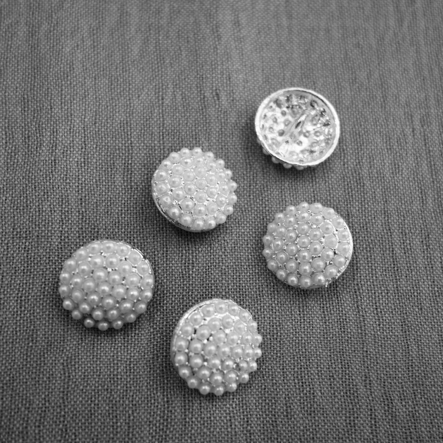 Silver Metallic Buttons Embellished With Miniature Pearls - Etsy Australia