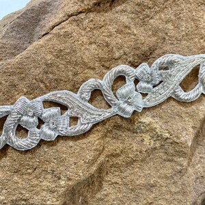 Silver Cut Work Trim, Hand Embroidered Trim, Silver Zardosi Cord Trim ...