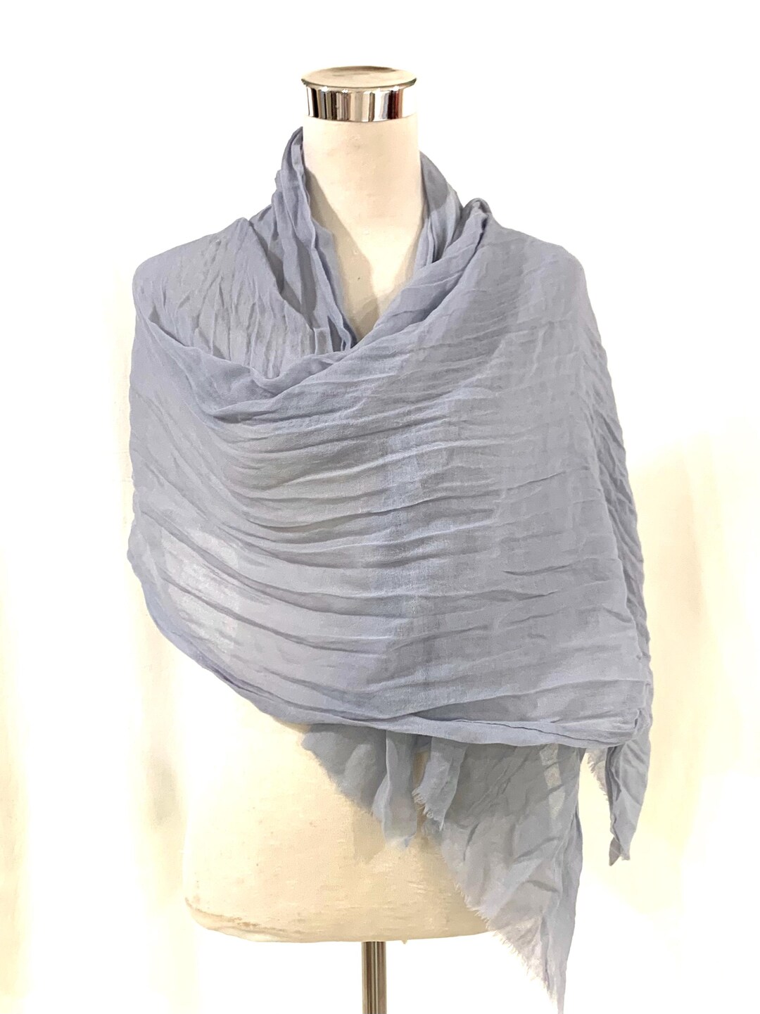 Grey Crushed Pure Wool Shawl, Wrap, Scarf- Soft Warm and Luxurious ...