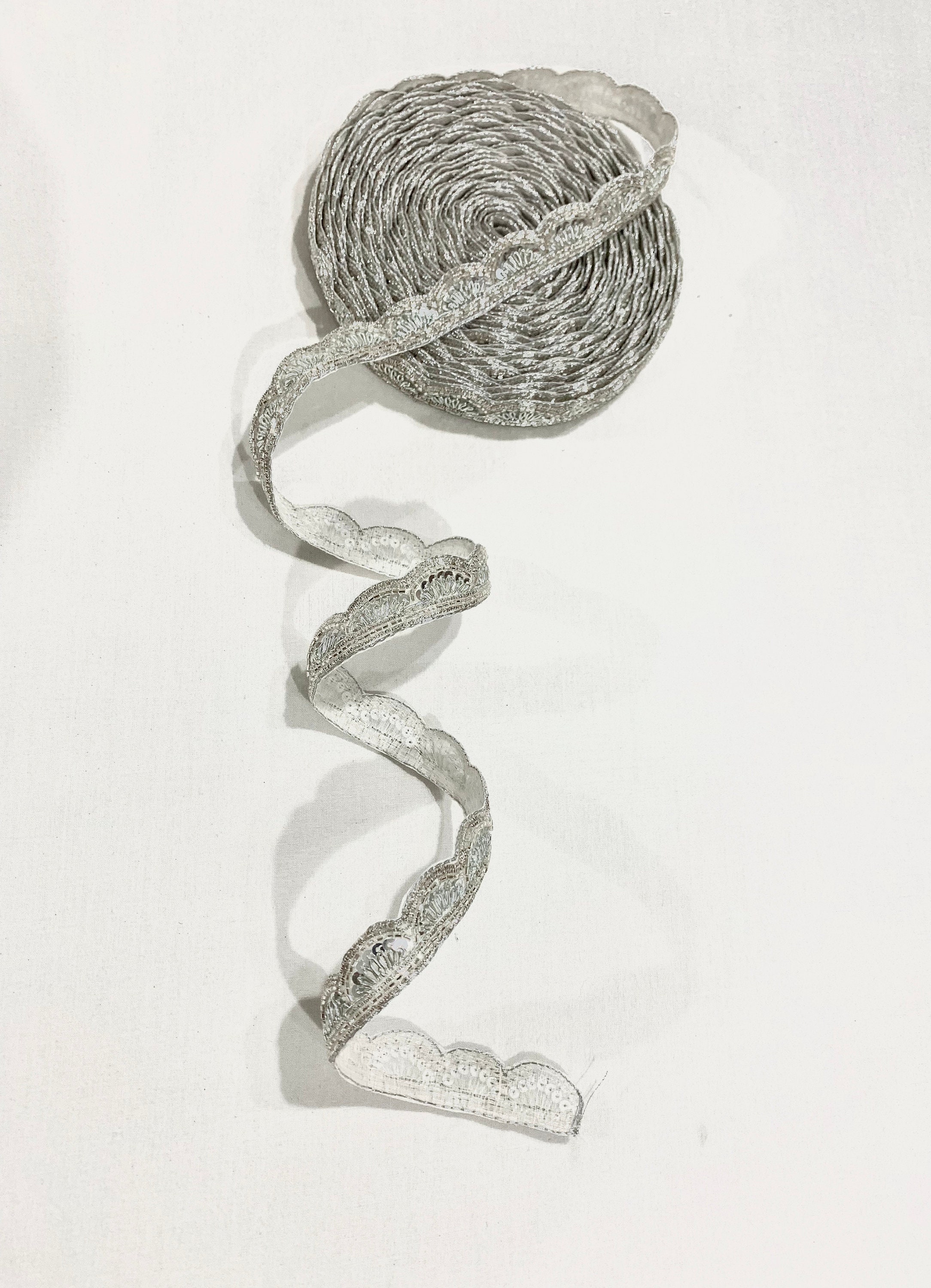 Silver Beaded Trim Silver Hand Embroidered Trim Bridal Trim - Etsy ...