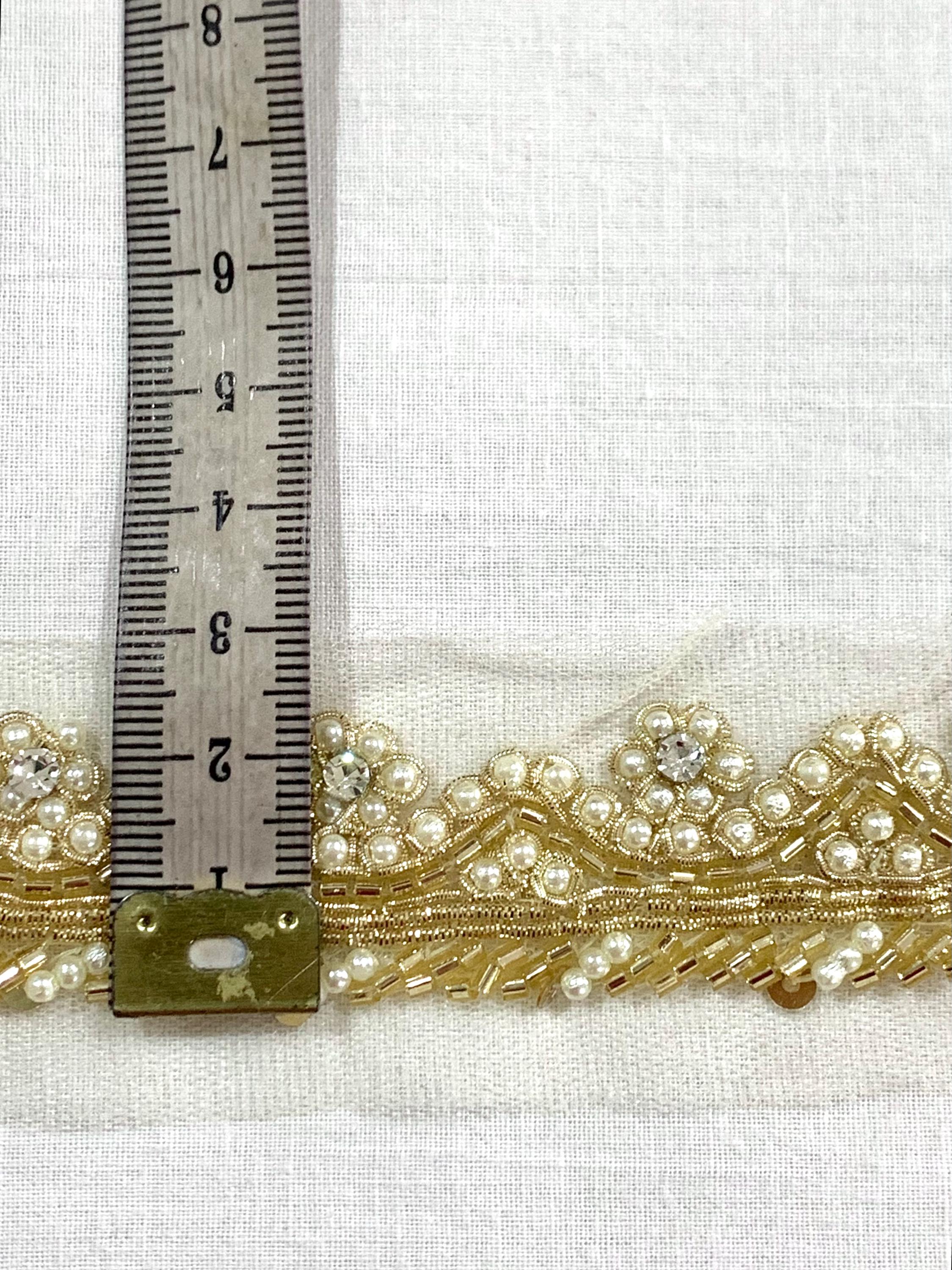 Golden Formal Trim, Hand Embroidered Designer Trim, Evening Wear Border ...