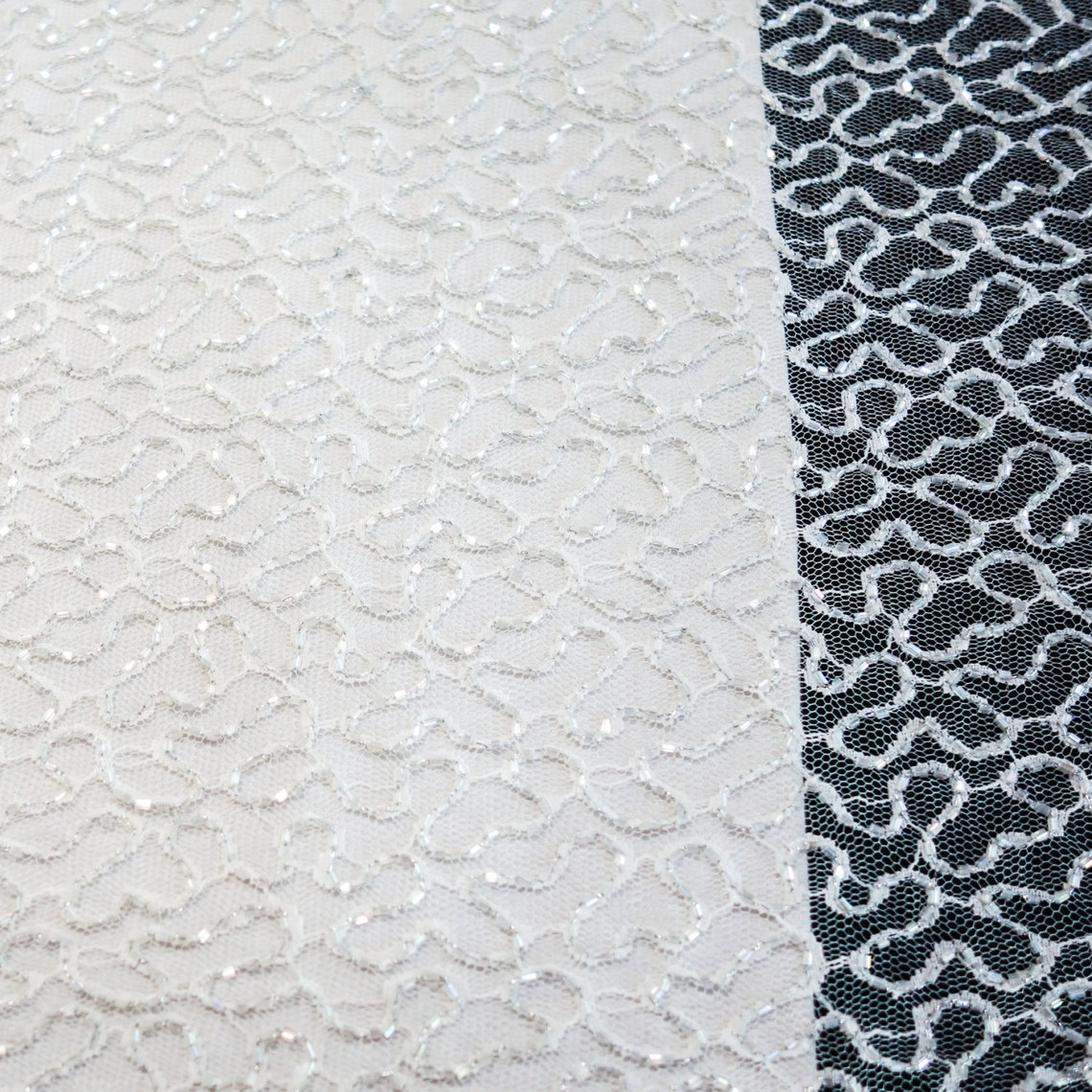 White Tulle Fabric Hand Beaded Fabric Tulle Lace Fabric | Etsy