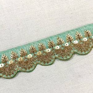 Soft Blue N Gold Trim, Light Blue Embroidered Trim, Bold N Beautiful ...