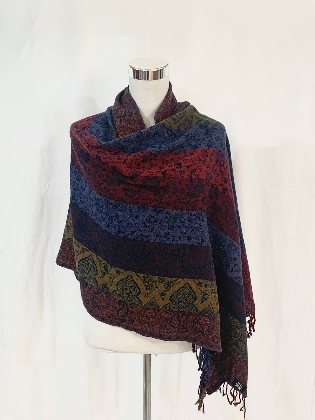 Multicolour Boil Wool Shawl, Paisley Pure Wool Shawl, Luxurious Shawl ...