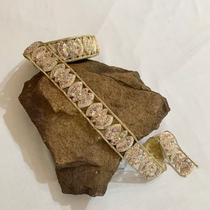 Multicoloured Gold Trim, Hand Embroidered Formal Wear Rim, Golden Cut ...