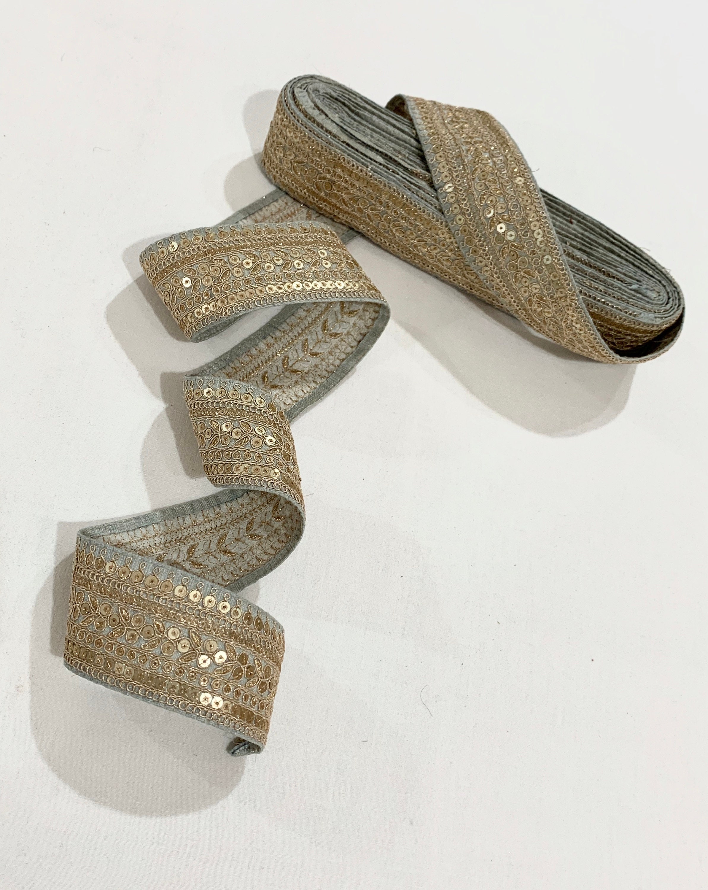 Grey N Gold Trim, Embroidered Border Trim, Soft Grey N Gold Fashion ...