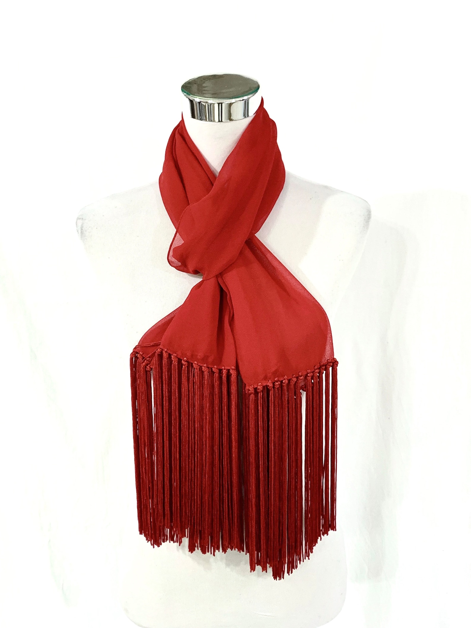 Red Plain Shawl, Basic Red Evening Wear Shawl, Red Long Fringed Shawl ...