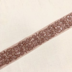 Pink Trim, Dusty Pink Embroidered Trim, Luxurious Tulle Border Trim ...