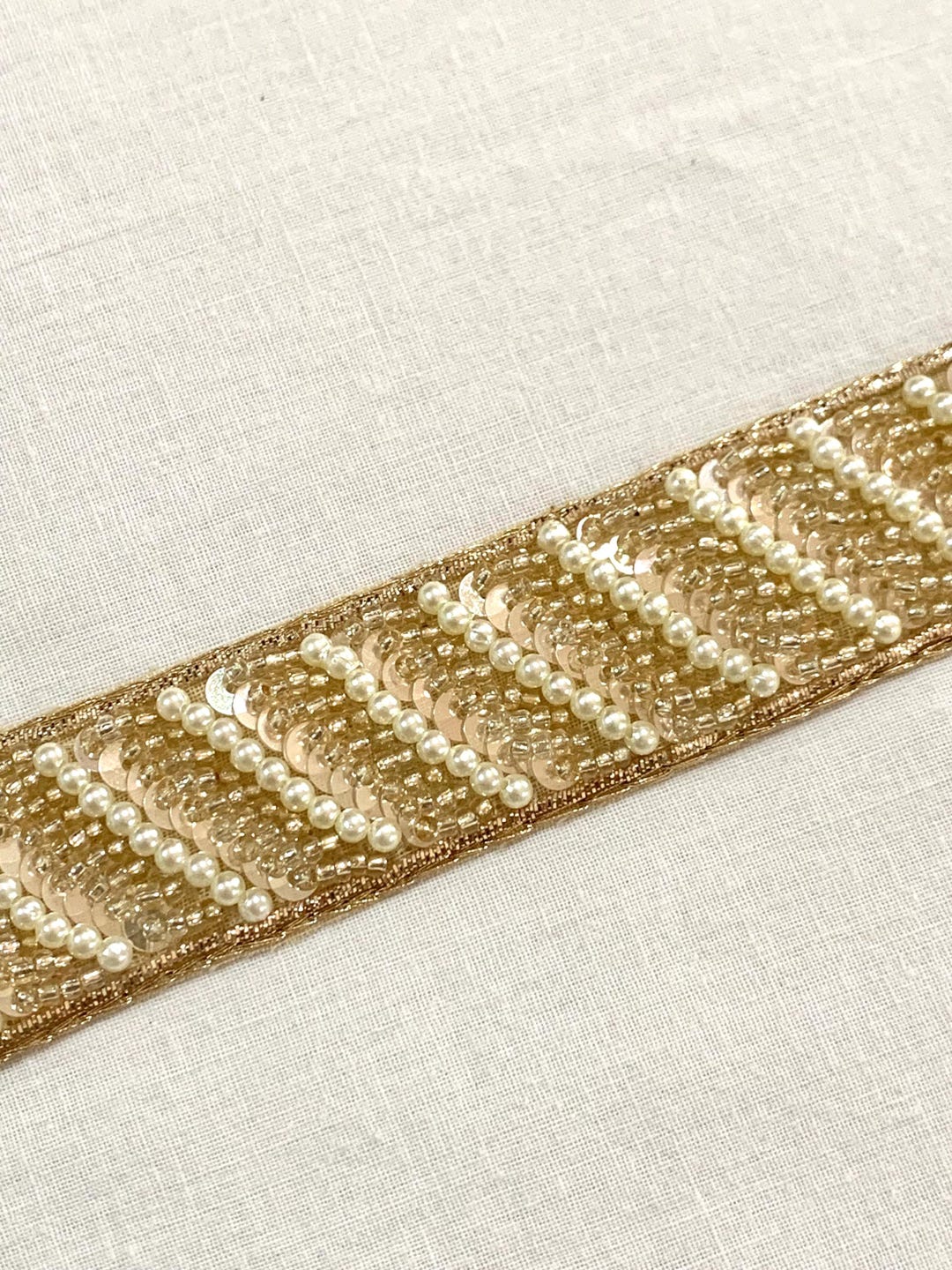 Bridal Golden Trim, Hand Embroidered Trim, Formal Wear Trim, Home Decor ...