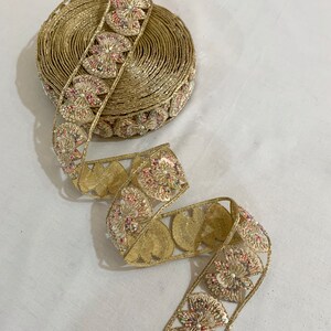 Multicoloured Gold Trim, Hand Embroidered Formal Wear Rim, Golden Cut ...