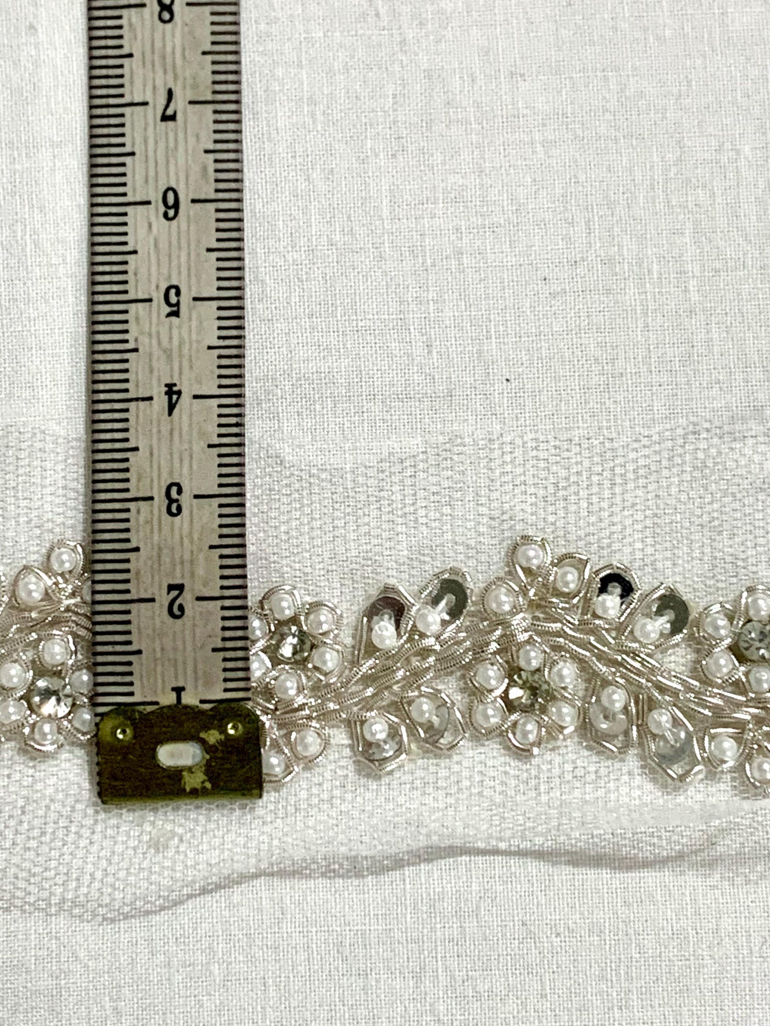Silver Formal Trim, Hand Embroidered Designer Trim, Evening Wear Border ...