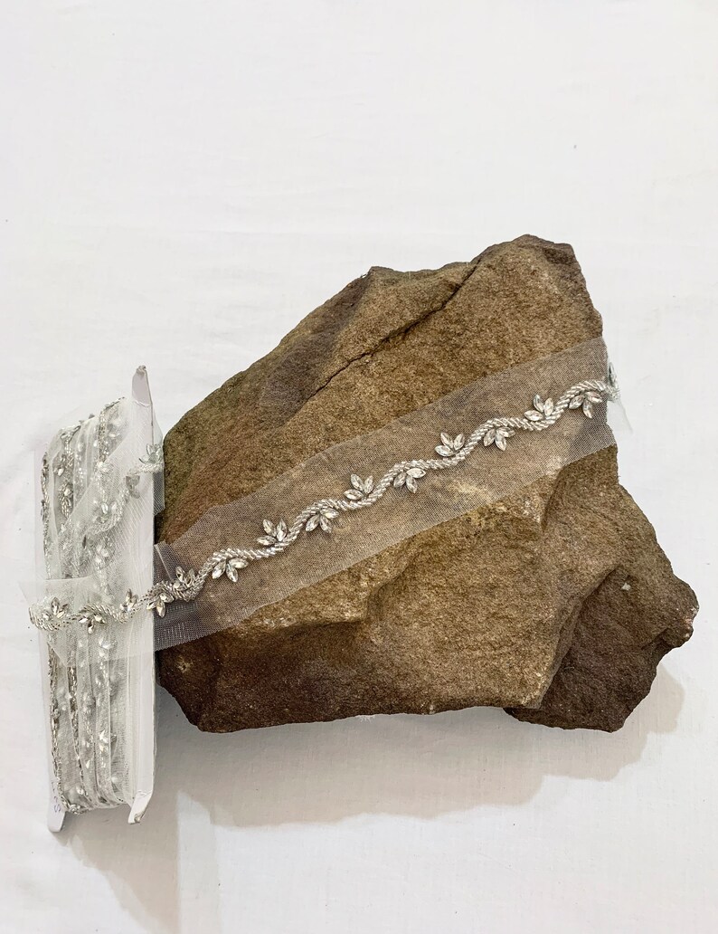 Silver Bridal Trim Silver Crystal Trim Silver Hand Beaded - Etsy